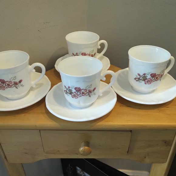 Arcopal | Dining | 8 Pc Vtg France Milk Glass Cappuccino Set Arcopal ...